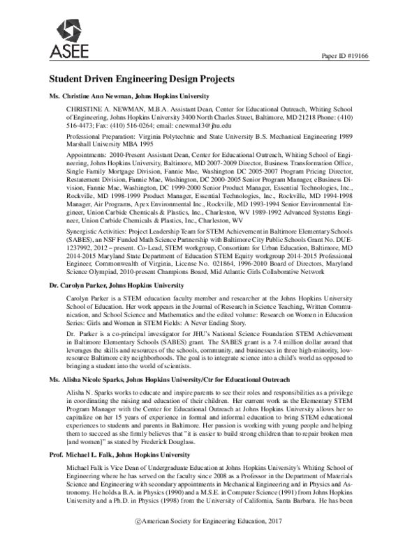 (PDF) Student Driven Engineering Design Projects