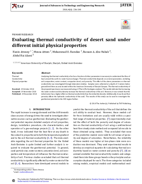 (PDF) Physical and thermal properties of Jordanian tar sand