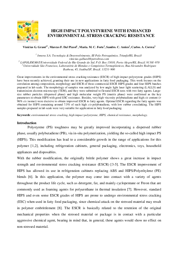 (PDF) High Impact Polystyrene with Enhanced Environmental Stress ...