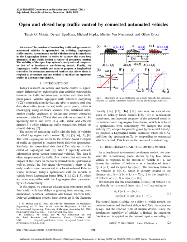 Open and closed loop traffic control by connected automated vehicles