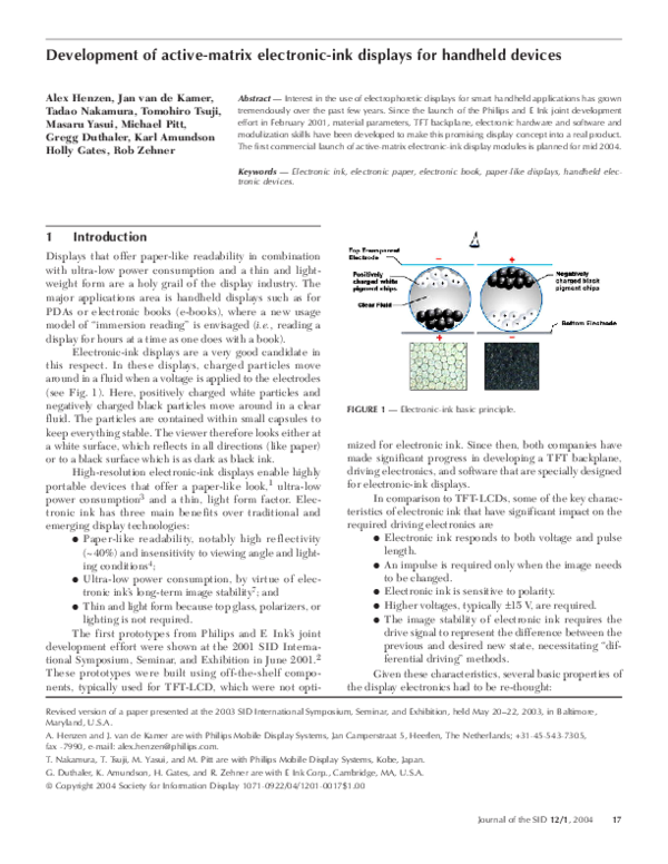 (PDF) Development of active-matrix electronic-ink displays for handheld ...
