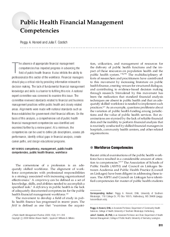 (PDF) Public Health Financial Management Competencies