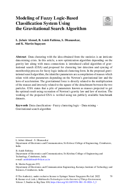 Pdf Modeling Of Fuzzy Logic Based Classification System Using The Gravitational Search
