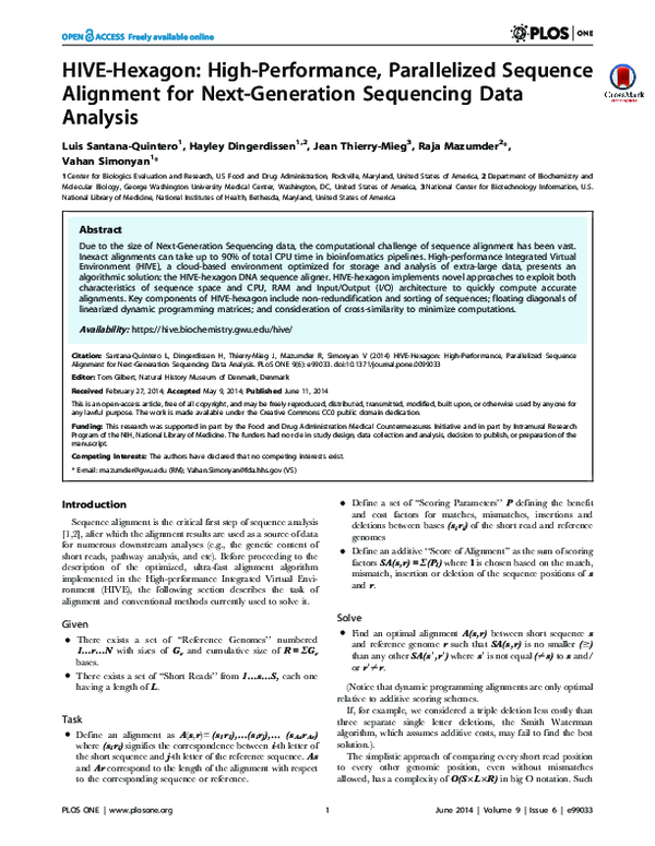 (PDF) HIVE-Hexagon: High-Performance, Parallelized Sequence Alignment for Next-Generation ...
