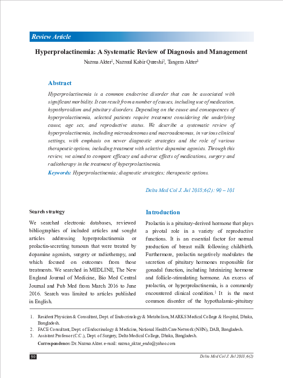 (PDF) Hyperprolactinemia: A Systematic Review of Diagnosis and Management
