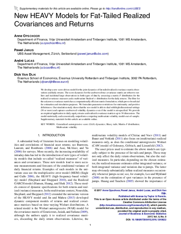 (PDF) New HEAVY Models for Fat-Tailed Realized Covariances and Returns ...