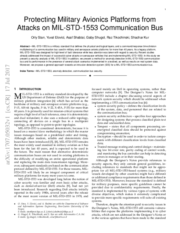 (PDF) Protecting Military Avionics Platforms from Attacks on MIL-STD ...