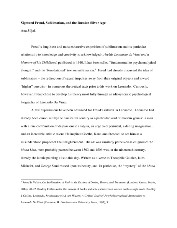 (PDF) Sigmund Freud, Sublimation, and the Russian Silver Age
