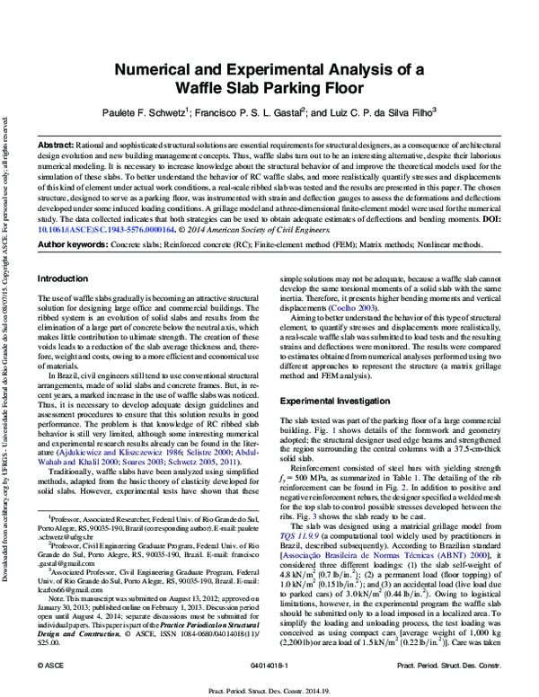(PDF) Numerical and Experimental Analysis of a Waffle Slab Parking ...