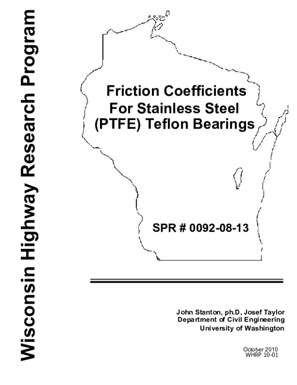 (PDF) Friction Coefficients for Stainless Steel (PTFE) Teflon Bearings
