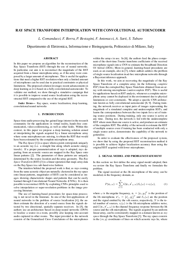 (PDF) Ray Space Transform Interpolation with Convolutional Autoencoder
