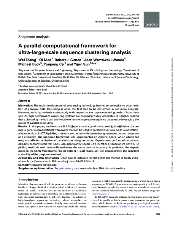 Pdf A Parallel Computational Framework For Ultra Large Scale Sequence Clustering Analysis