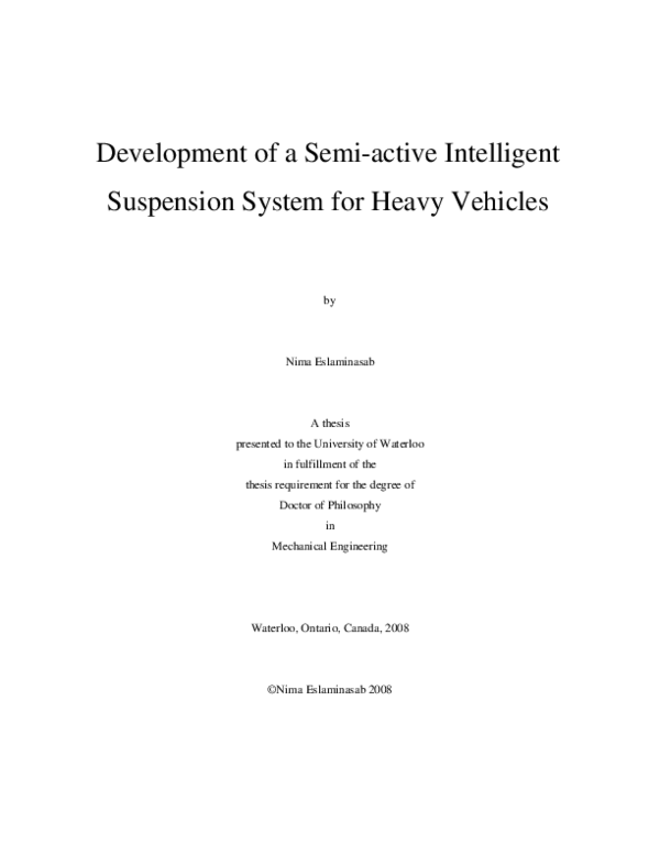 (PDF) Development of a semi-active intelligent suspension system for ...