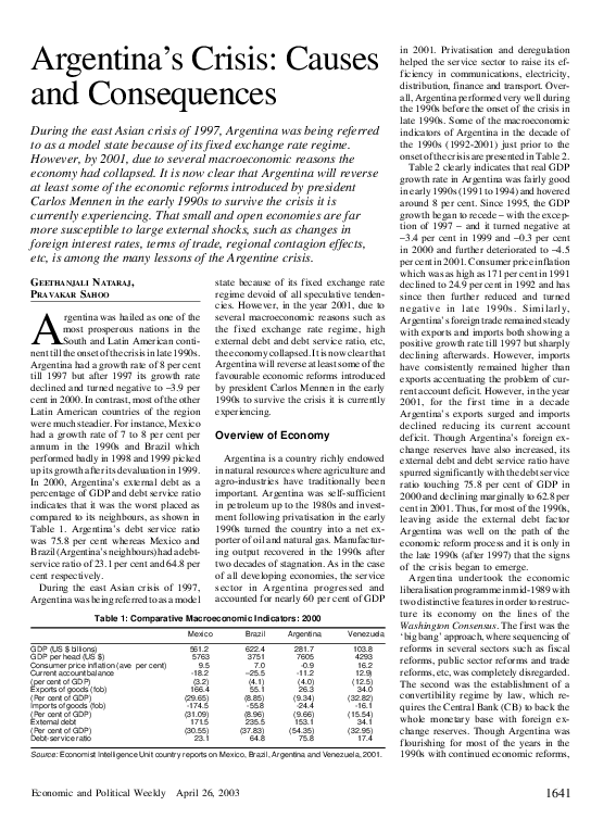 (PDF) Argentina's Crisis: Causes and Consequences