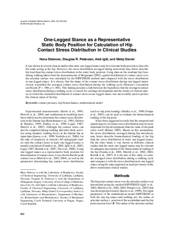 (PDF) One-Legged Stance as a Representative Static Body Position for ...
