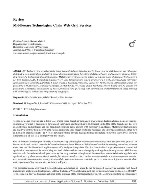 (PDF) Middleware Technologies: Chain Web Grid Services