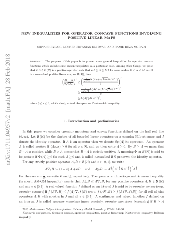 (PDF) New inequalities for operator concave functions involving positive linear maps