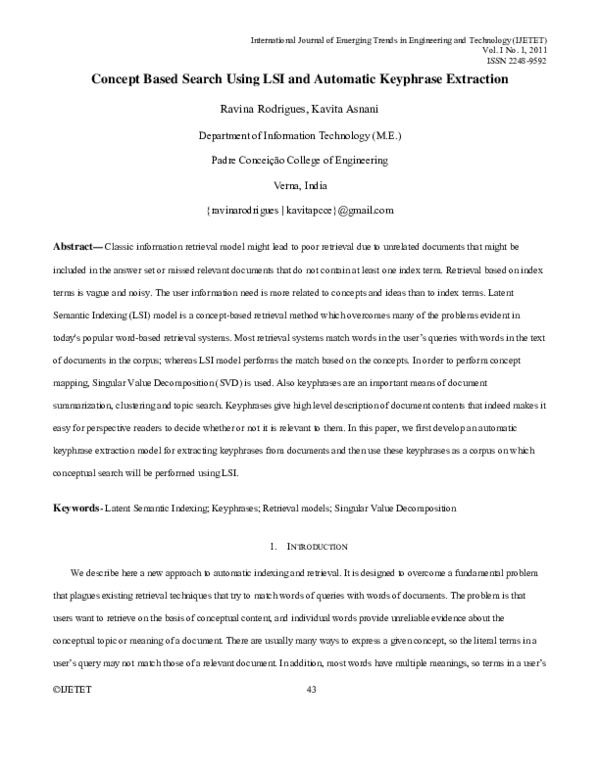 (PDF) Concept Based Search Using LSI and Automatic Keyphrase Extraction