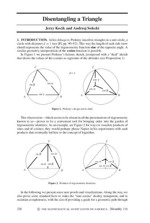 (PDF) Disentangling a Triangle | Jerzy Kocik - Academia.edu