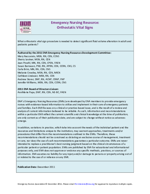 (PDF) Emergency Nursing Resource: Orthostatic Vital Signs | Annmarie ...