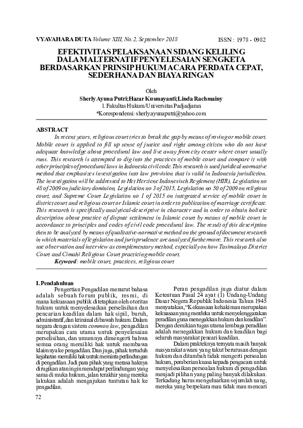 (PDF) Efektivitas Pelaksanaan Sidang Keliling Dalam Alternatif ...