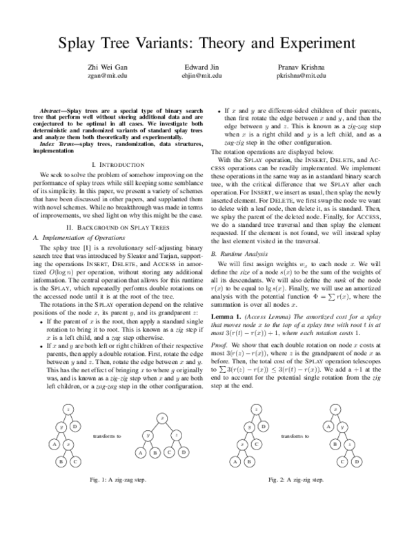 (PDF) Splay Tree Variants: Theory and Experiment