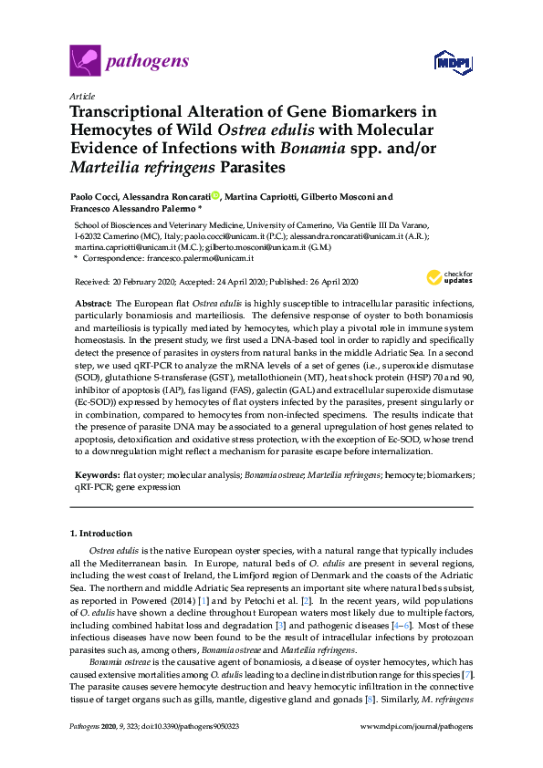 (PDF) Transcriptional Alteration of Gene Biomarkers in Hemocytes of ...