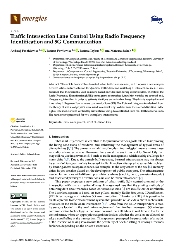 (PDF) Traffic Intersection Lane Control Using Radio Frequency ...