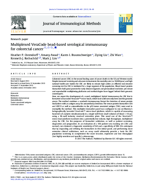 (PDF) Multiplexed VeraCode bead-based serological immunoassay for ...