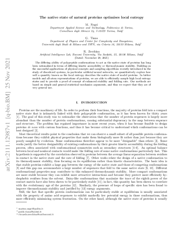 (PDF) Local Entropy Enhances Protein Native State