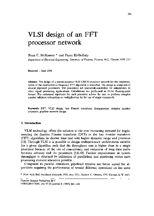 Pdf Vlsi Design Of An Fft Processor Network 5743