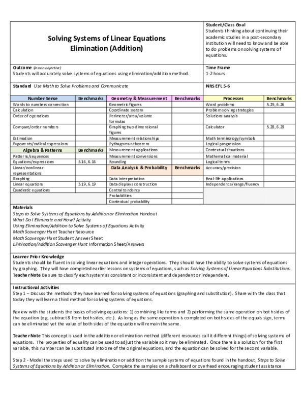 (PDF) Solving Systems of Linear Equations