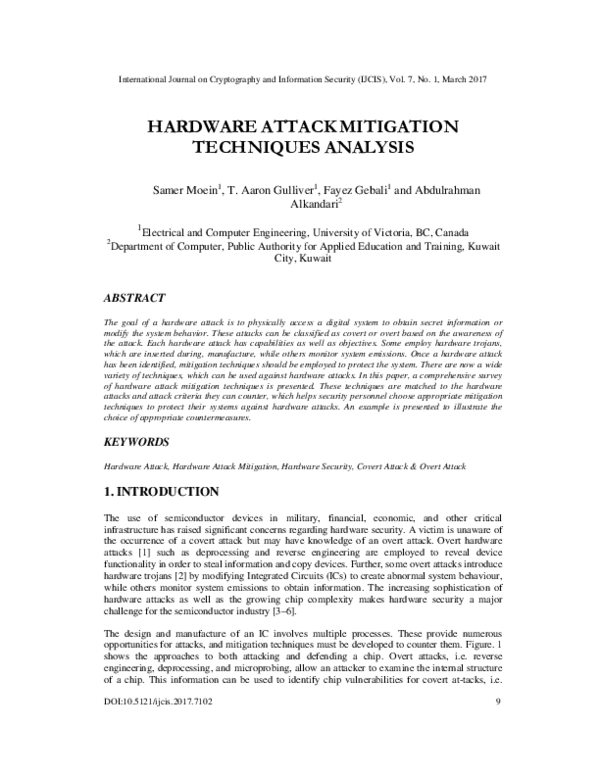 (PDF) Hardware Attack Mitigation Techniques Analysis
