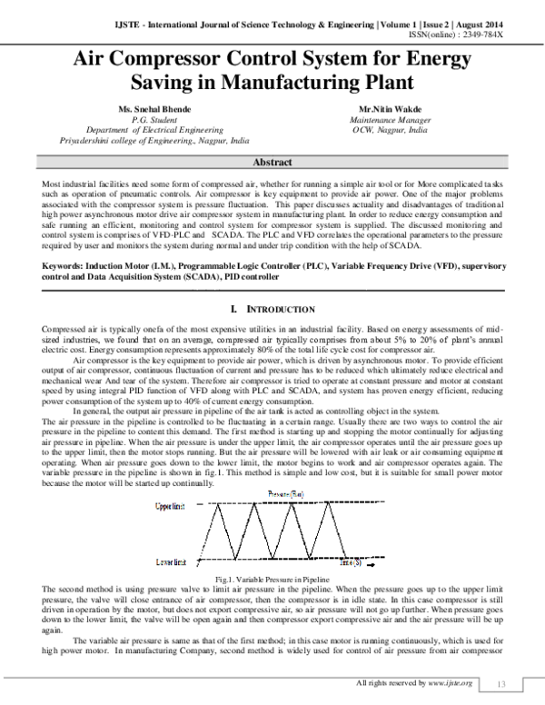 (PDF) Air Compressor Control system for Energy Saving in Manufacturing ...