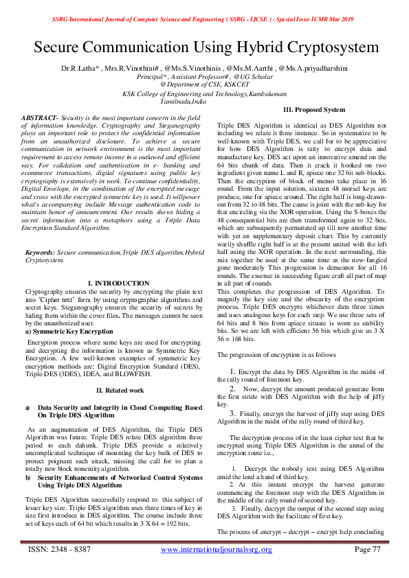 (PDF) Secure Communication Using Hybrid Cryptosystem