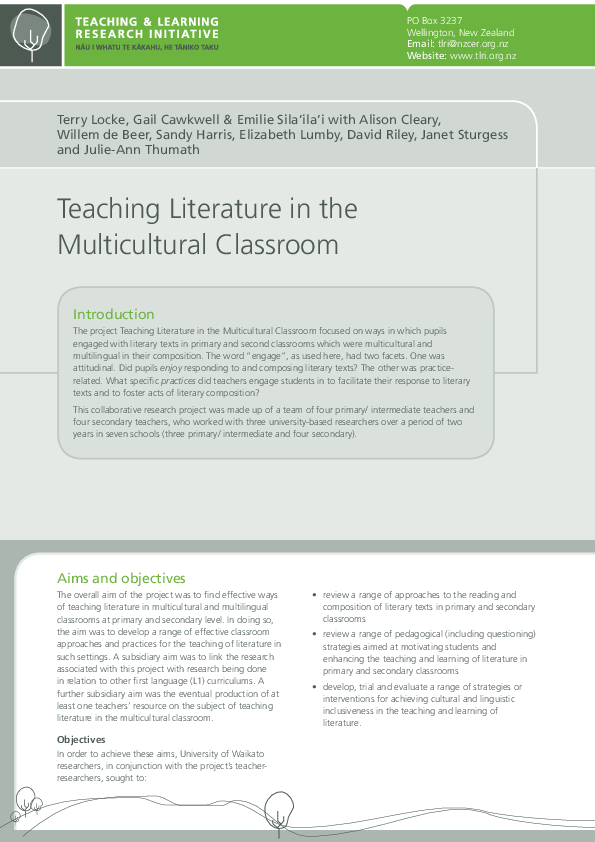 (PDF) Teaching Literature in the Multicultural Classroom