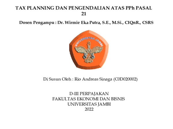 (PPT) PPT TAX PLANNING PPh 21