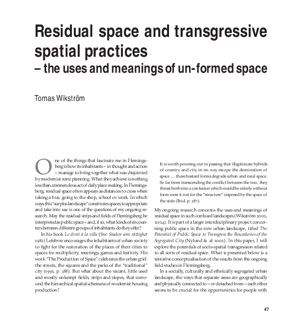 (PDF) Residual space and transgressive spatial practices