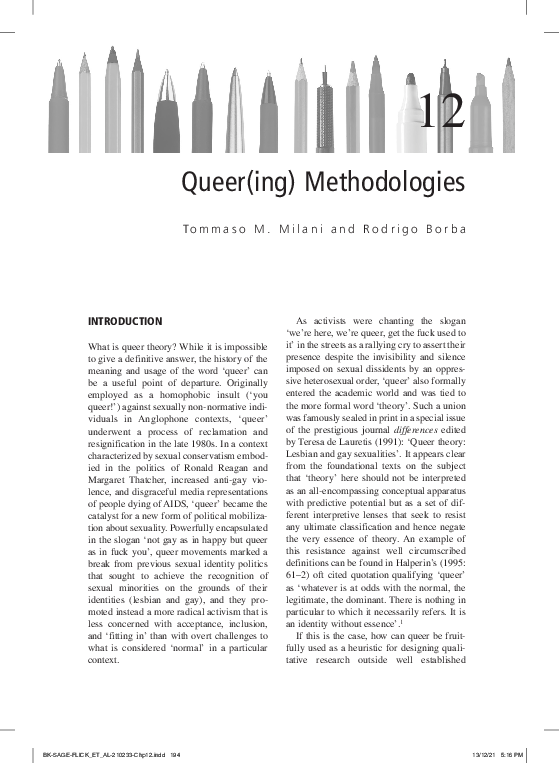 (PDF) Queer(ing) methodologies