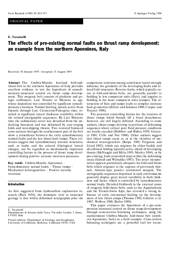 (PDF) The effects of pre-existing normal faults on thrust ramp ...