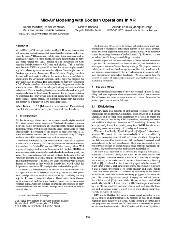 (PDF) Mid-air modeling with Boolean operations in VR