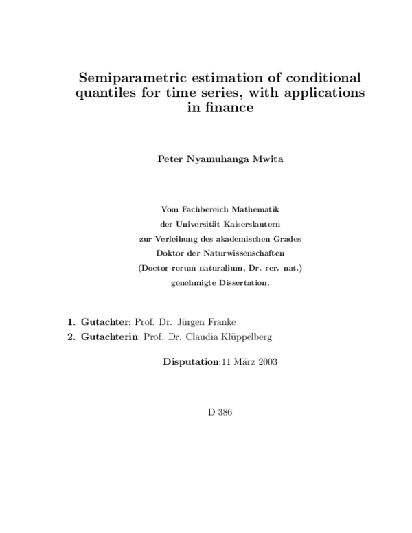 (PDF) Semiparametric estimation of conditional quantiles for time series, with applications in ...