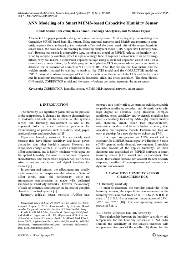 (PDF) ANN modeling of a smart MEMS-based capacitive humidity sensor