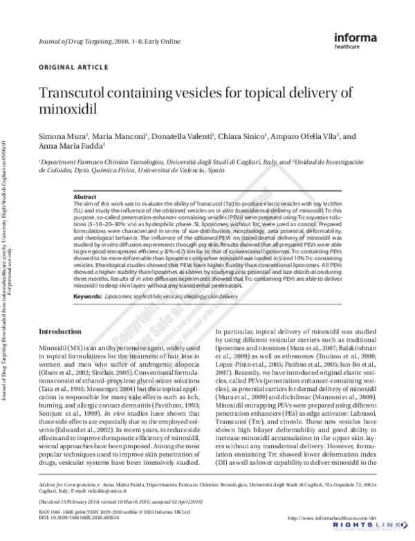 (PDF) Transcutol containing vesicles for topical delivery of minoxidil