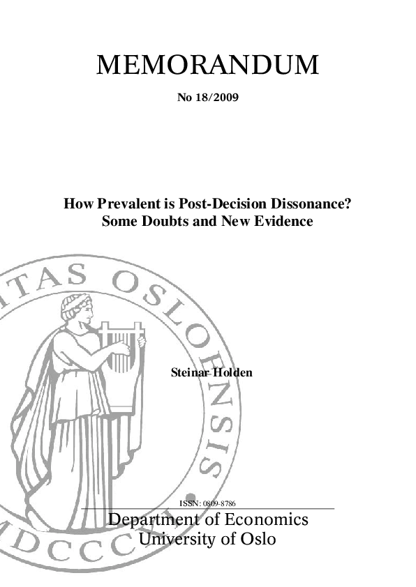 (PDF) How Prevalent is Post-Decision Dissonance? Some Doubts and New ...
