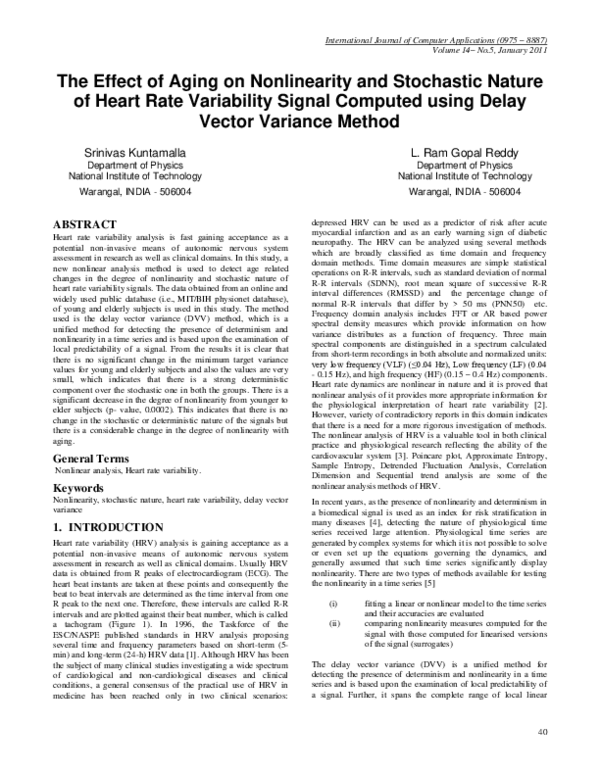 (PDF) The Effect of Aging on Nonlinearity and Stochastic Nature of Heart Rate Variability Signal ...