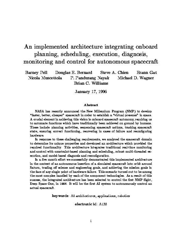 (PDF) An Implemented Architecture Integrating Onboard Planning ...