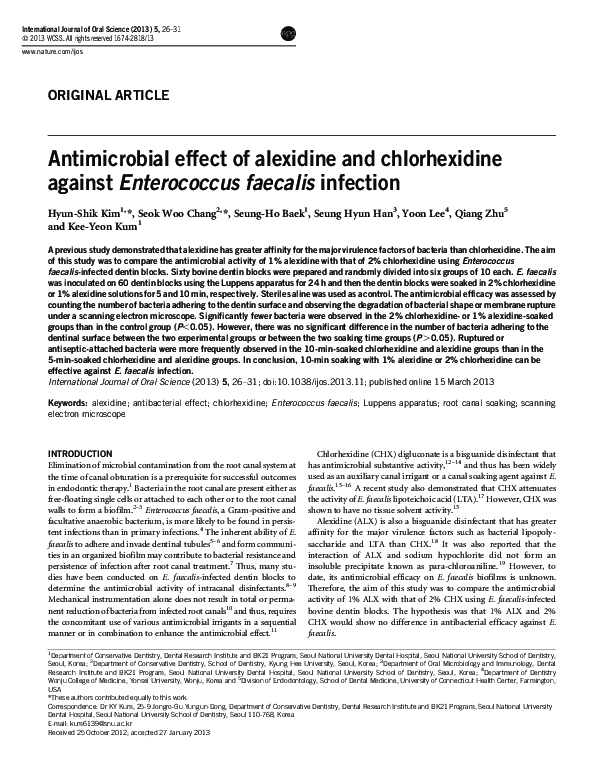(PDF) Antimicrobial effect of alexidine and chlorhexidine against ...