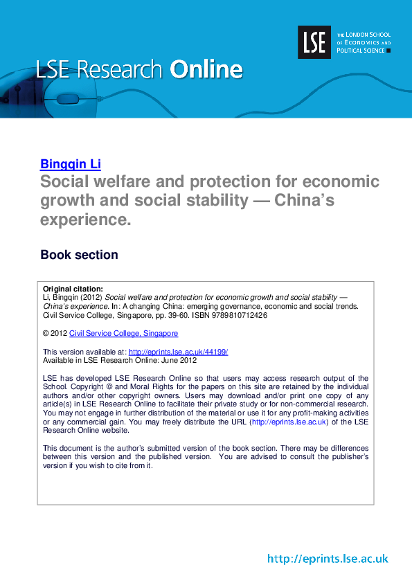 (PDF) Social Welfare and Protection for Economic Growth and Social ...