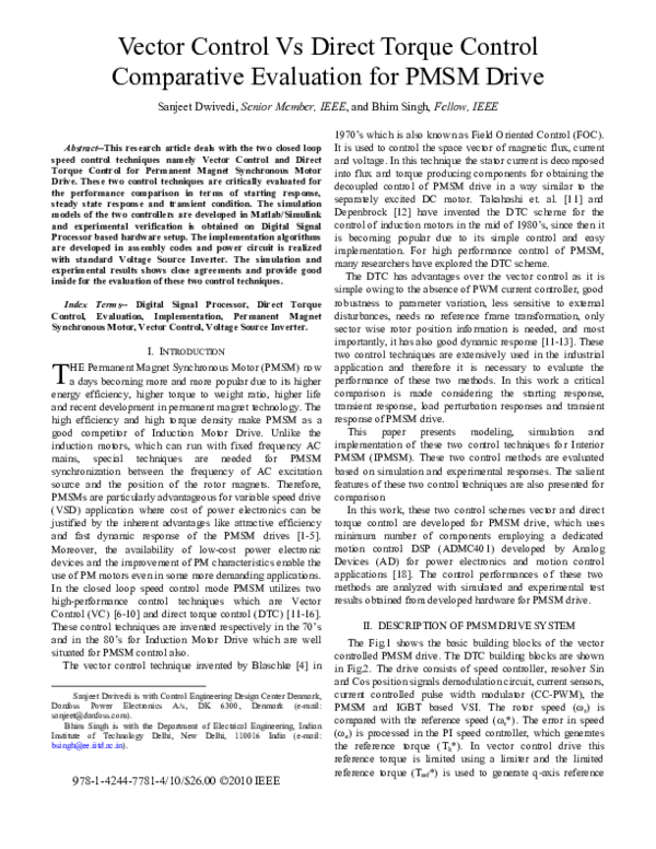 (PDF) Vector Control vs Direct Torque Control comparative evaluation ... (PDF) Vector Control vs Direct Torque Control comparative evaluation ...